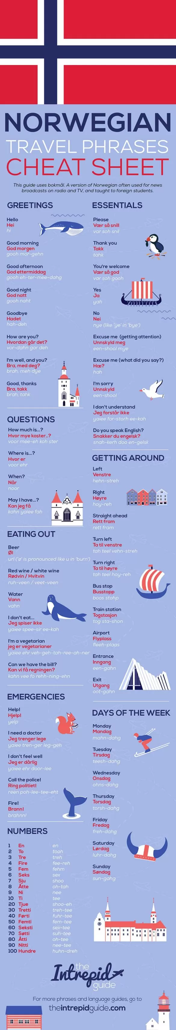 70+ Essential Norwegian Phrases for Travel 📚FREE PDF Cheat-Sheet